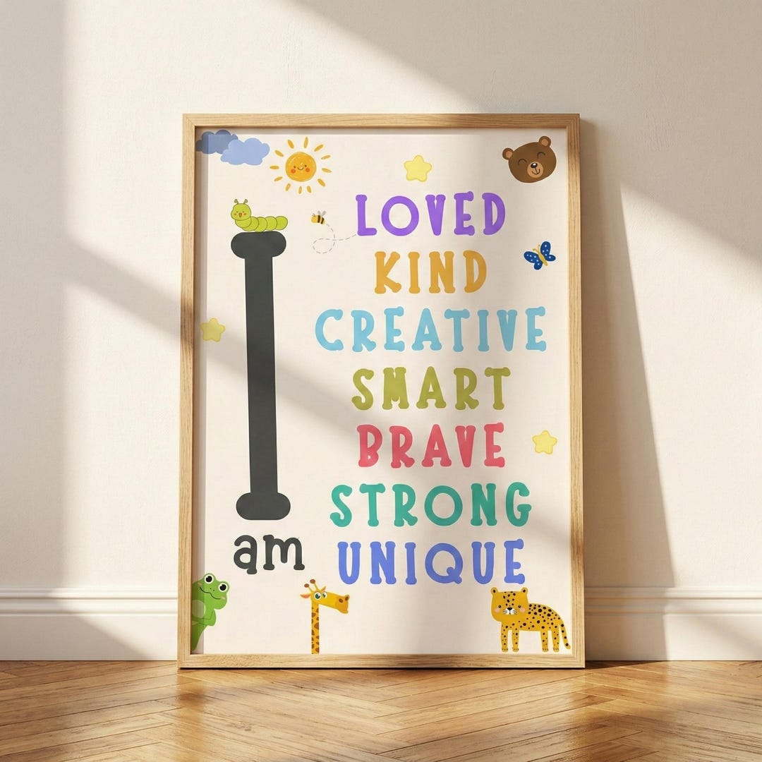 Daily Affirmations Poster for Kids – Growth Mindset Wall Art Printable ...
