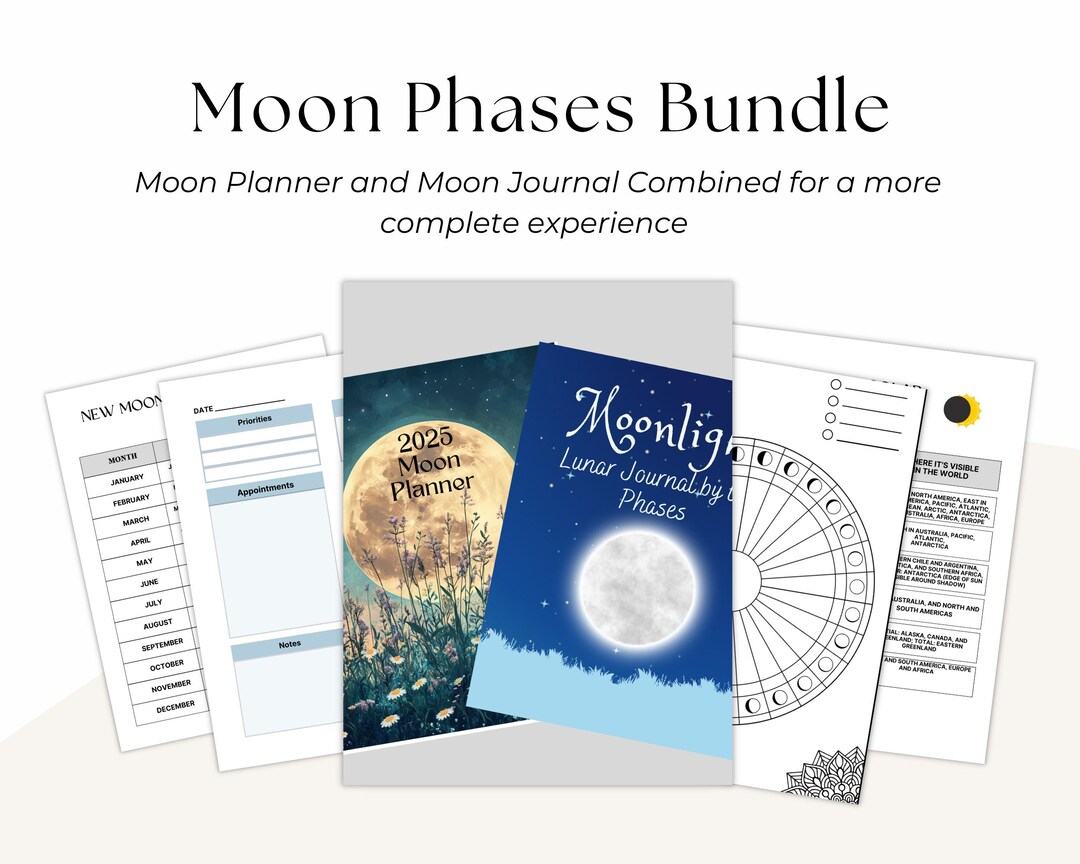 Moon Journal & Planner Bundle: Witchy Manifestation, Astrology, Zodiac ...