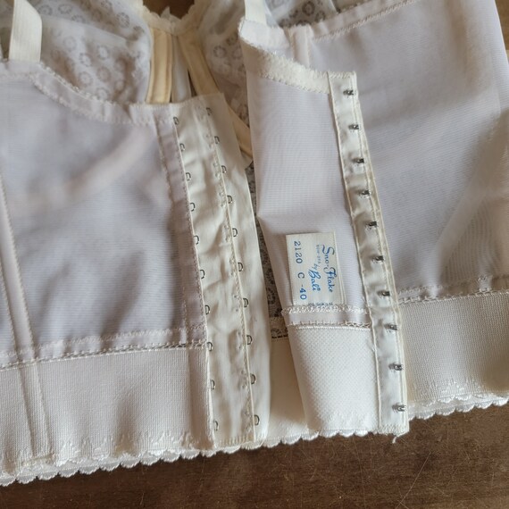 Vintage Bali Snowflake White Long Line Bra Bullet Bow… - Gem