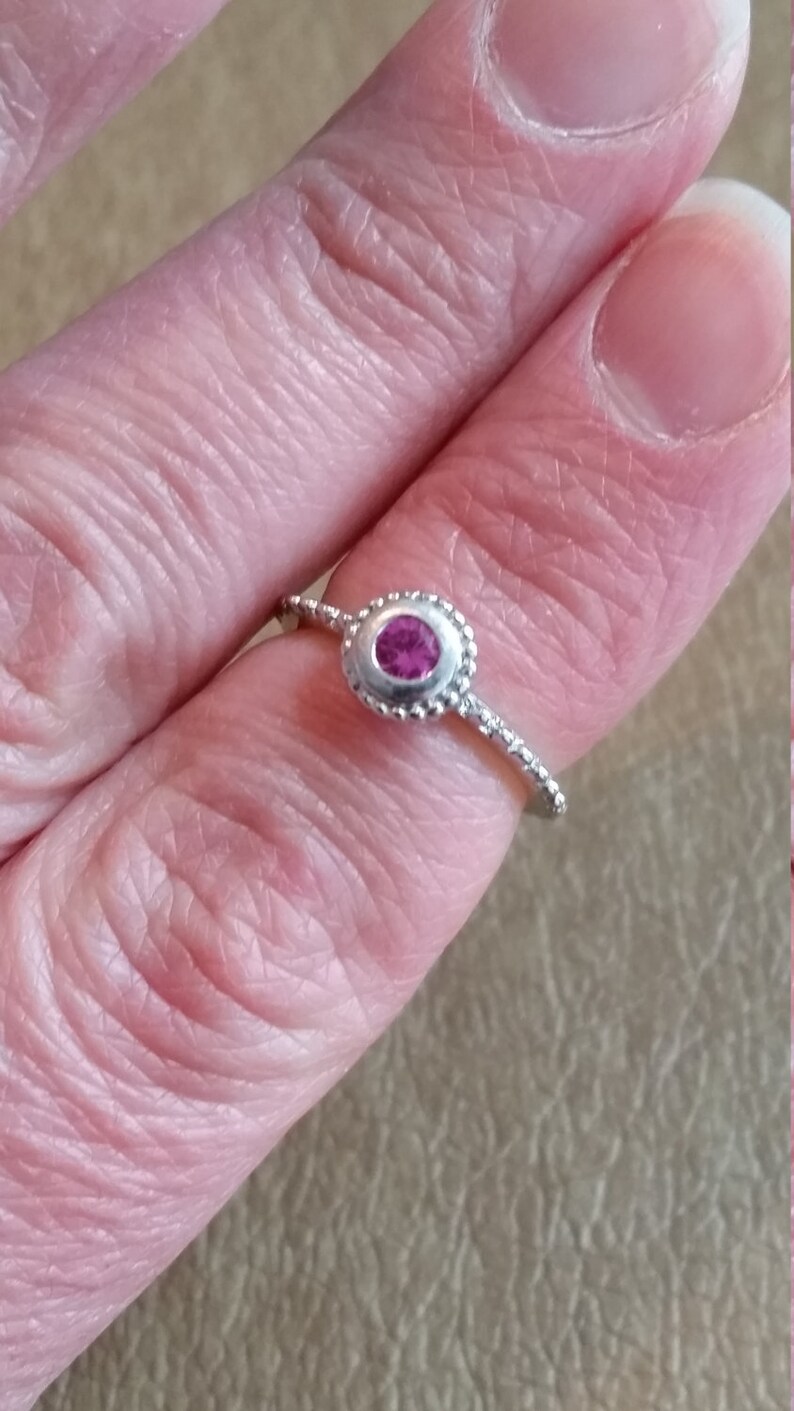 Vintage Sterling Silver Espo Ring Hot Pink CZ Cubic Zircon 925 - Etsy