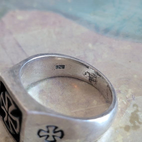 Vintage Sterling Silver Iron Cross Mens Ring Size 11.… - Gem