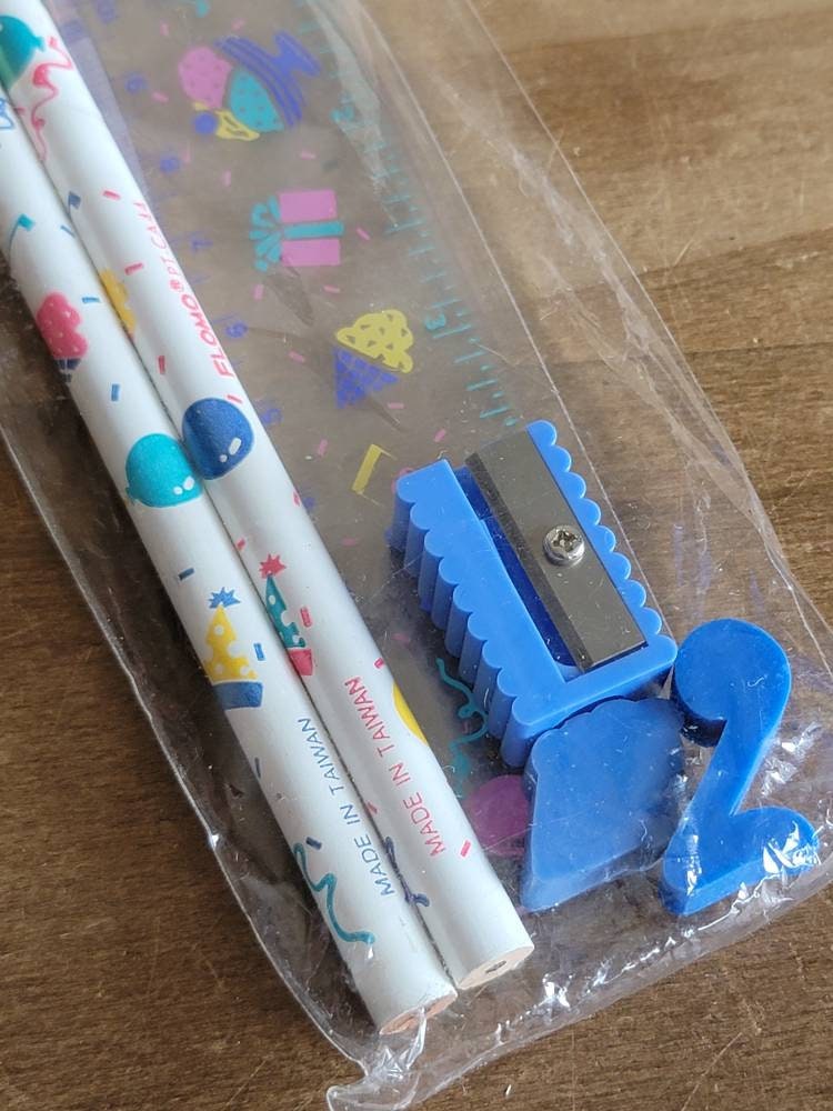 Vintage Dead Stock Flomo Stationary Set Pencils Erasers Ruler | Etsy