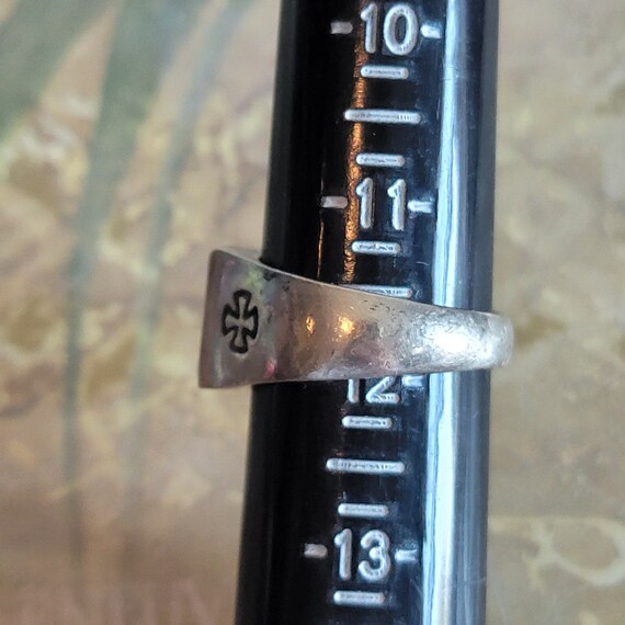 Vintage Sterling Silver Iron Cross Mens Ring Size 11.… - Gem