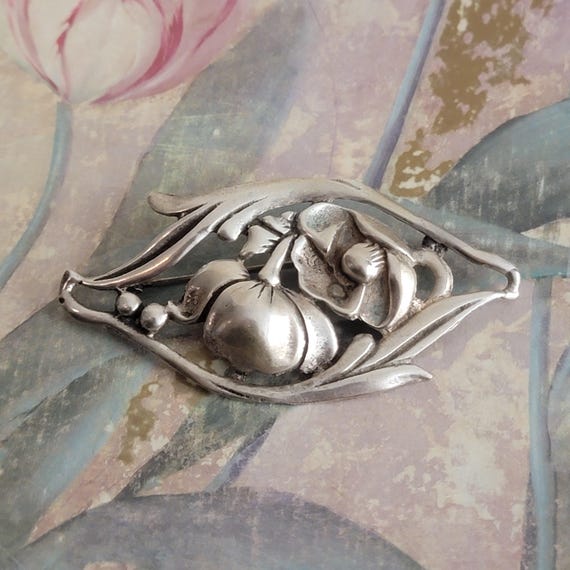 Vintage Sterling Silver Poppy Flowers Pin or Brooch J… - Gem