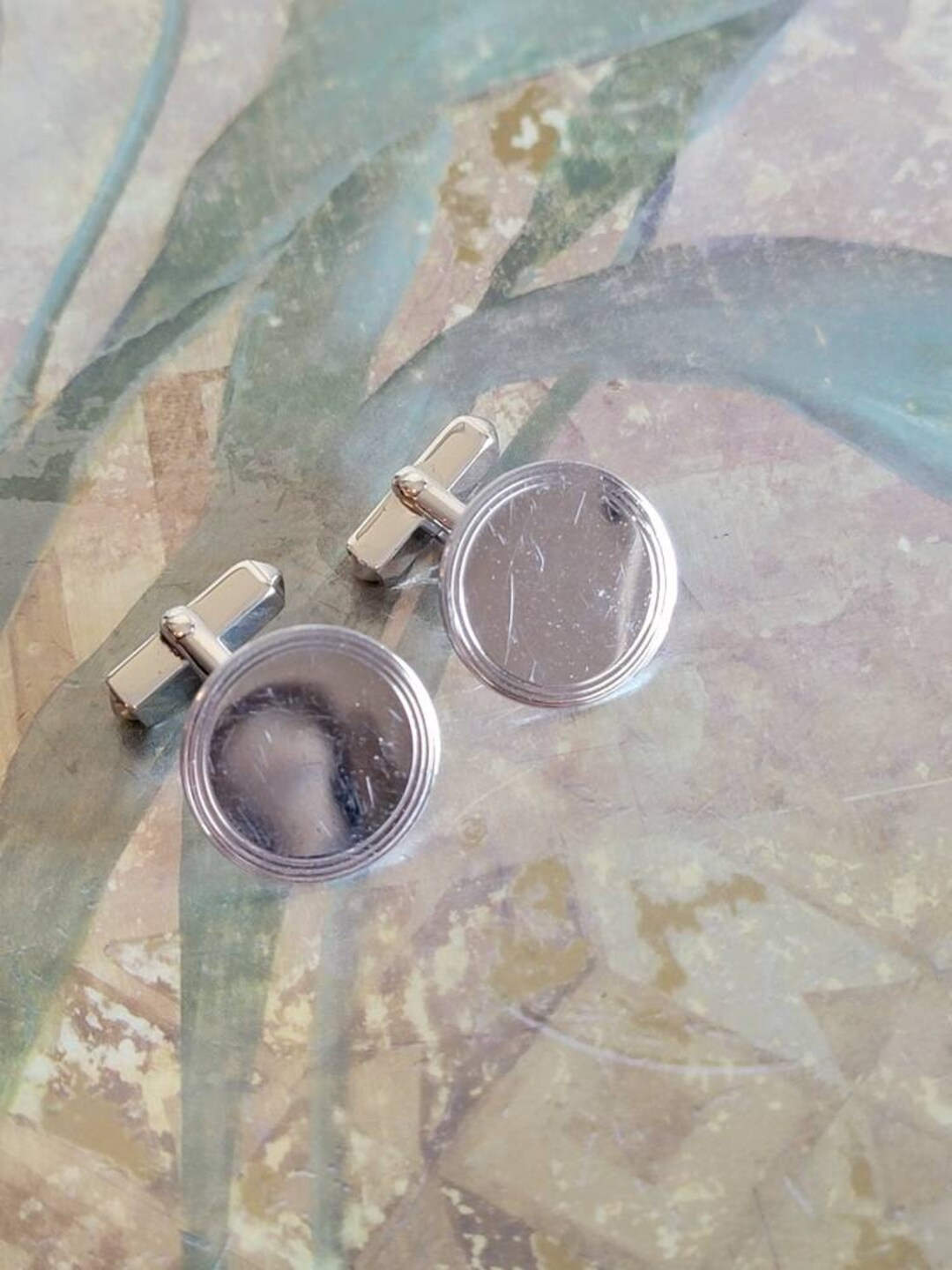 Vintage Swank Sterling Silver Round Disk Cufflinks Cuff Links for ...