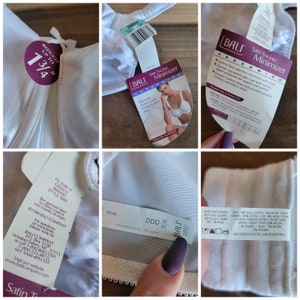 Vintage Dead Stock Bali Satin Tracings Minimizer White Underwire Padded Strap White Bra ...