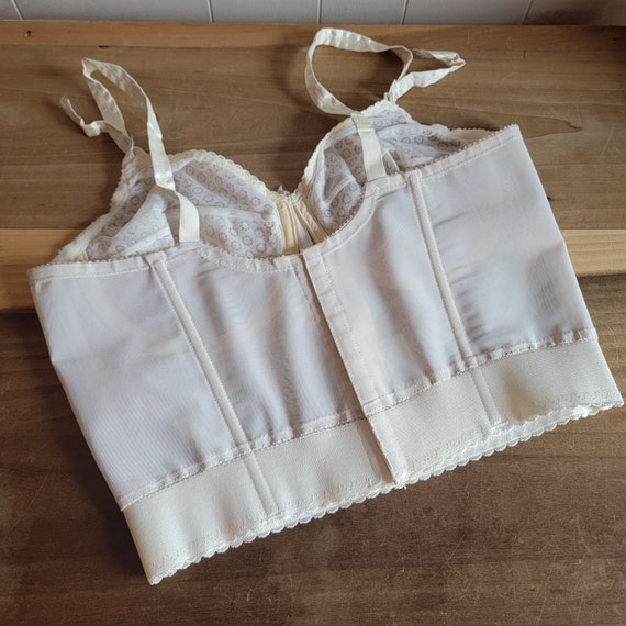 Vintage Bali Snowflake White Long Line Bra Bullet Bow… - Gem