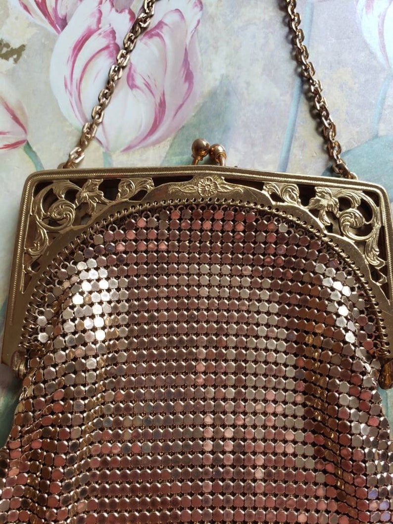 Vintage Gold Mesh Evening Purse Twist Closure Chain Wedding - Etsy