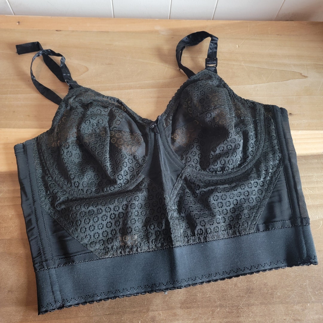 Vintage Bali Snowflake Black Long Line Bra Bullet Bow Bra Brassiere ...