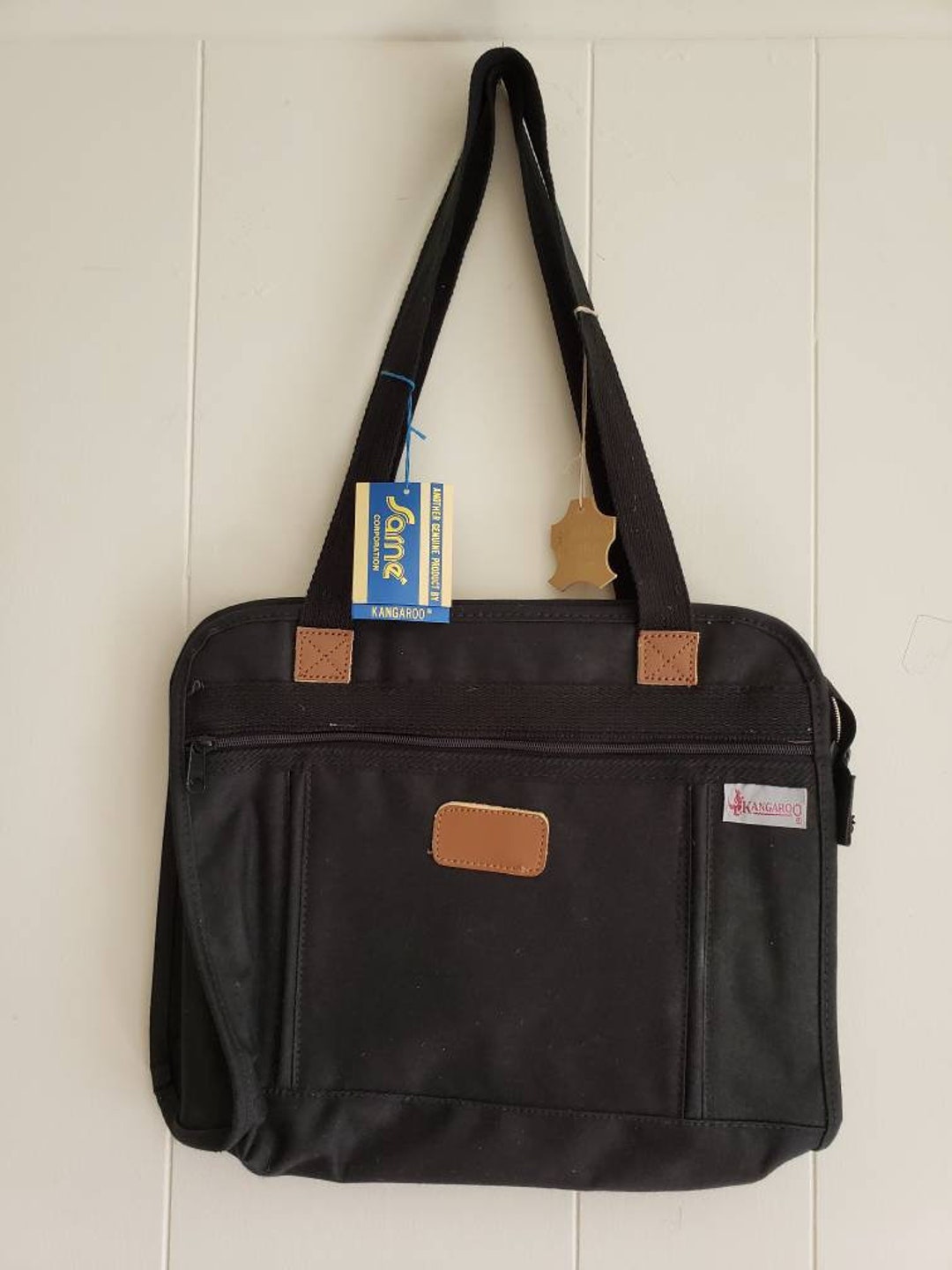 Vintage Kangaroo Sarne Dead Stock Black Bag Purse Small Tote Brown ...