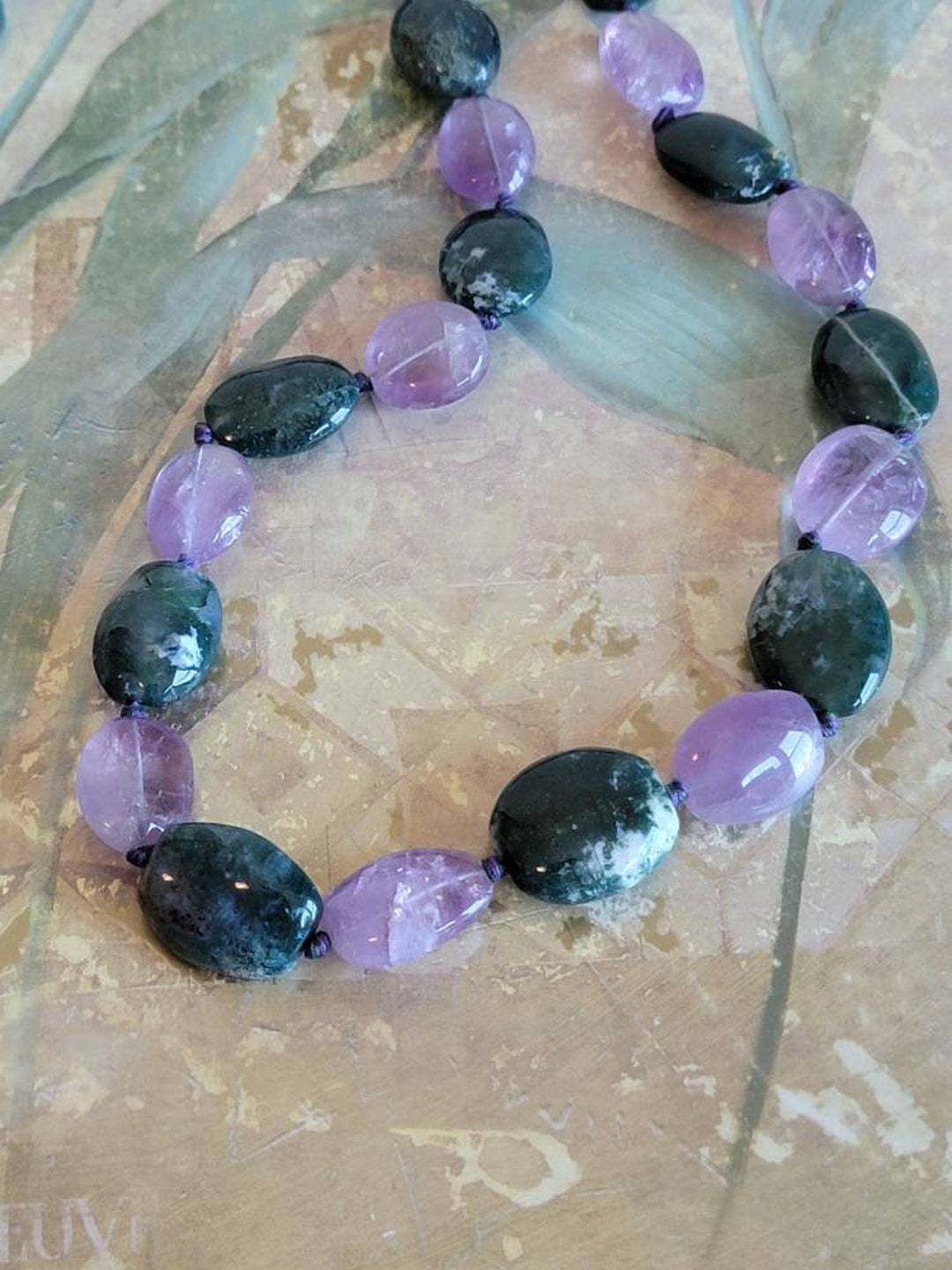 Vintage Winterthur Museum Amethyst and Moss Agate Necklace Original Box ...