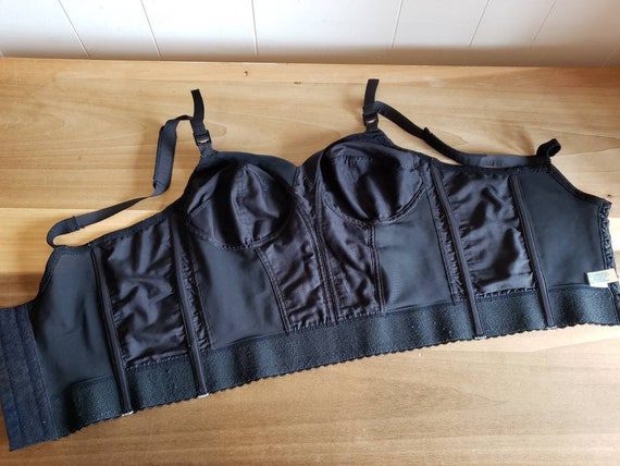 Vintage Exquesite Form Black Long Line Bra Brassiere … - Gem