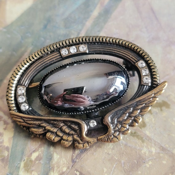 Vintage Ermani Bulatti Metal Reflective Rhinestones Wing Wings Brooch Pin Signed Etsy