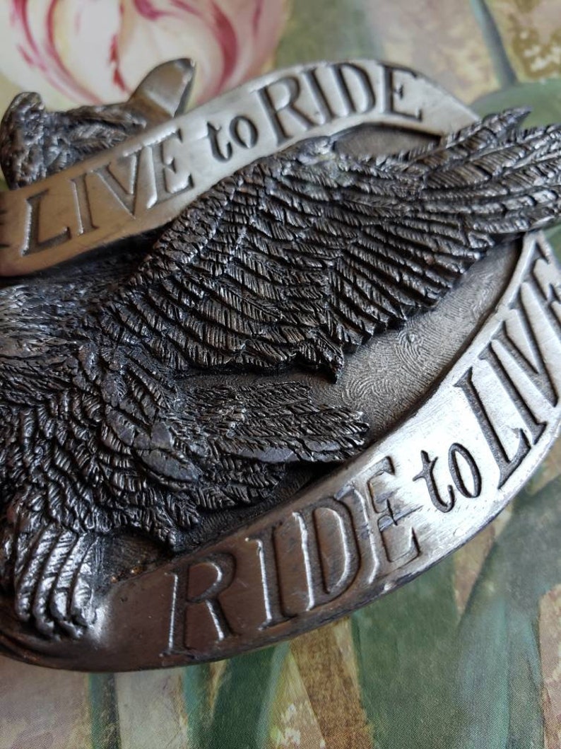 Vintage Bergamot Brass Works Belt Buckle Born to Ride Eagle | Etsy
