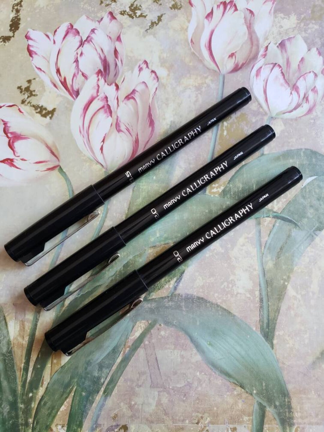 Vintage Lot of 3 Marvy Calligraphy Markers Black Pens Made in Japan - Etsy