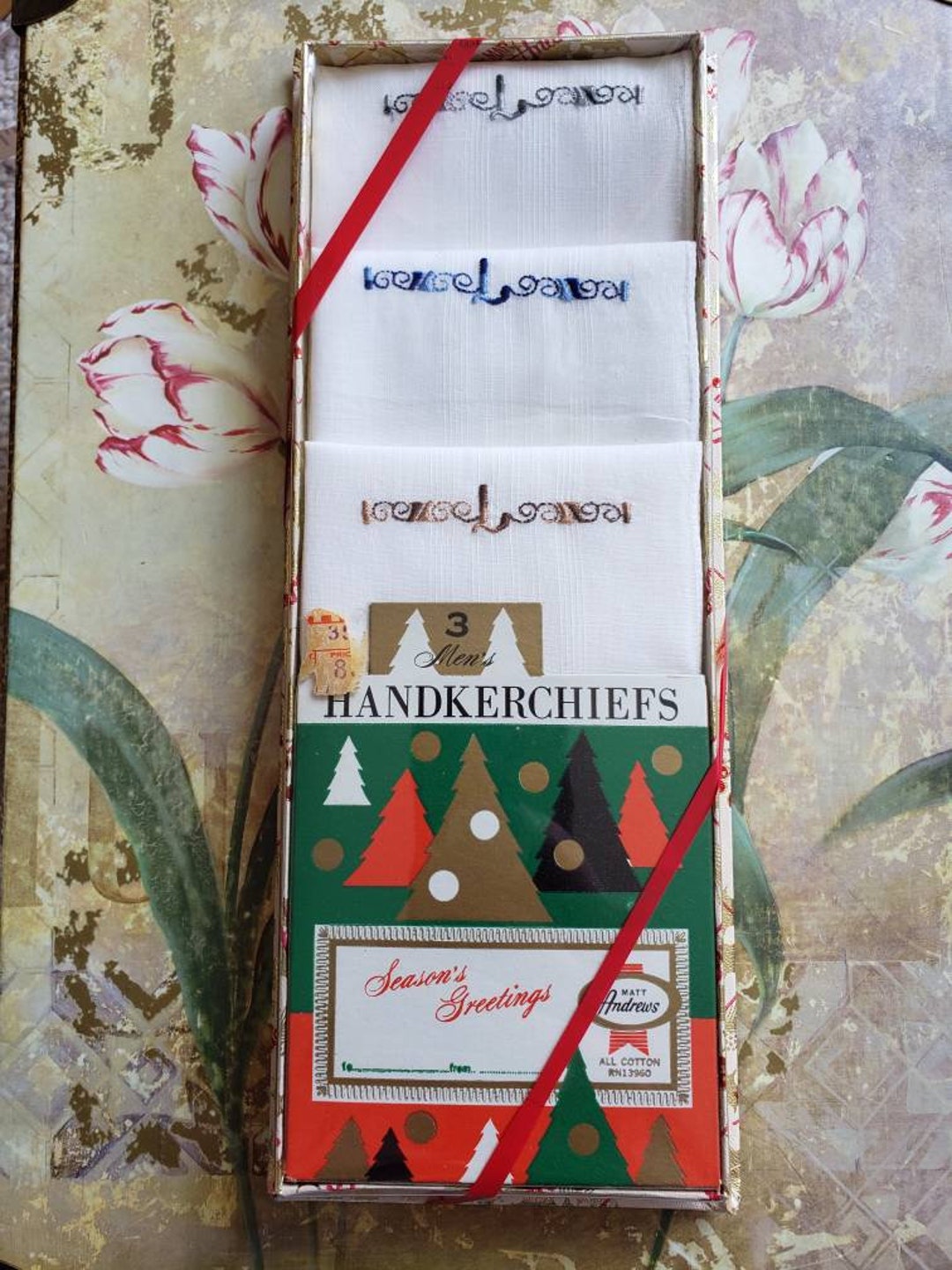 Vintage Matt Andrews Handkerchiefs: 1960s Christmas Cotton Set - Etsy