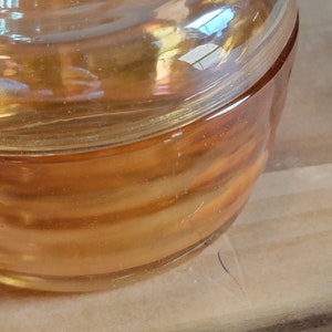 Vintage Jeanette Peach Lusterware Carnival Glass Powder Jar Trinket Box ...