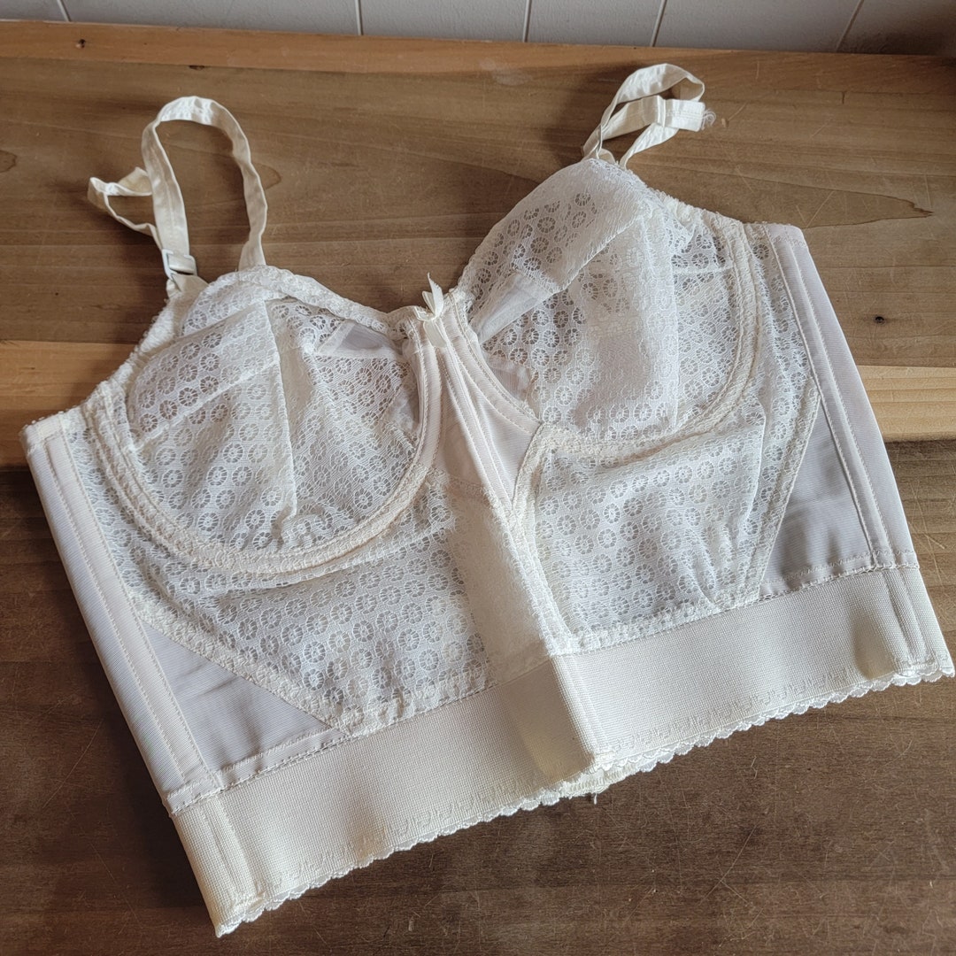 Vintage Bali Snowflake White Long Line Bra Bullet Bow Bra Brassiere ...