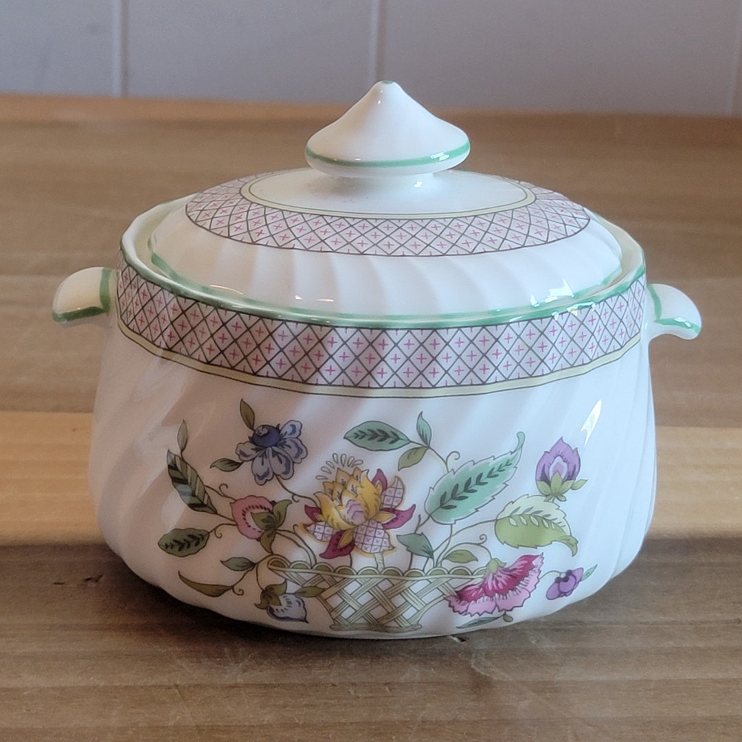 Vintage Minton Haddon Hall Trellis Fine Bone China Sugar Bowl Made in ...