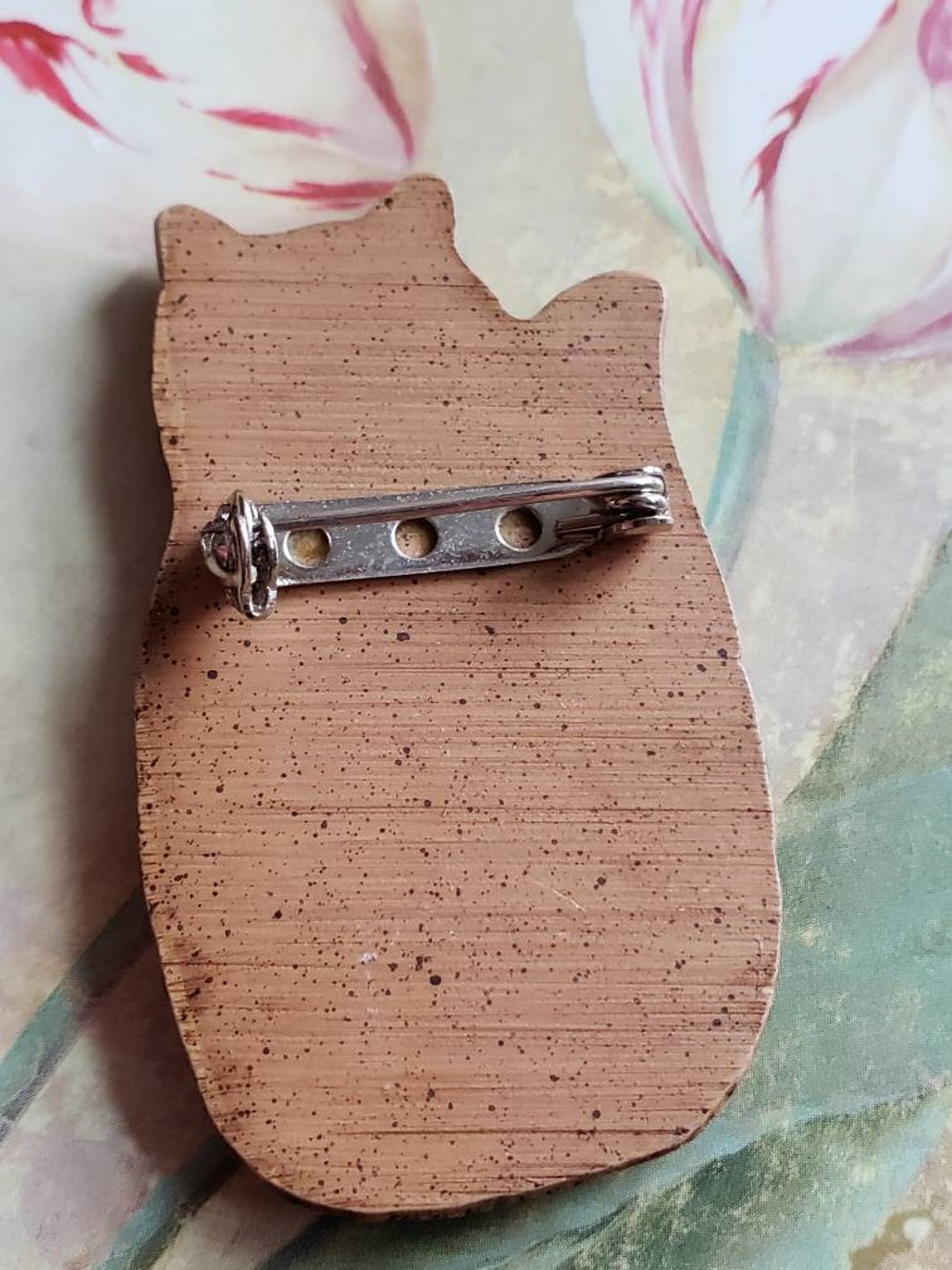 Vintage Hand Made Striped Ceramic Clay Cat Brooch Pin Heart - Etsy