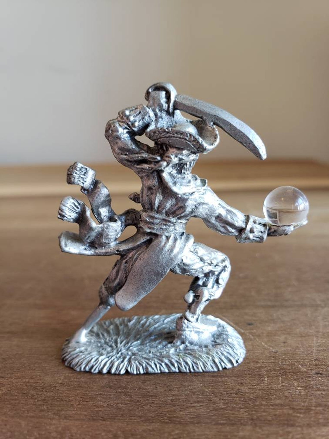 Vintage Pewter Pirate With Sword Peg Leg and Crystal Sphere | Etsy
