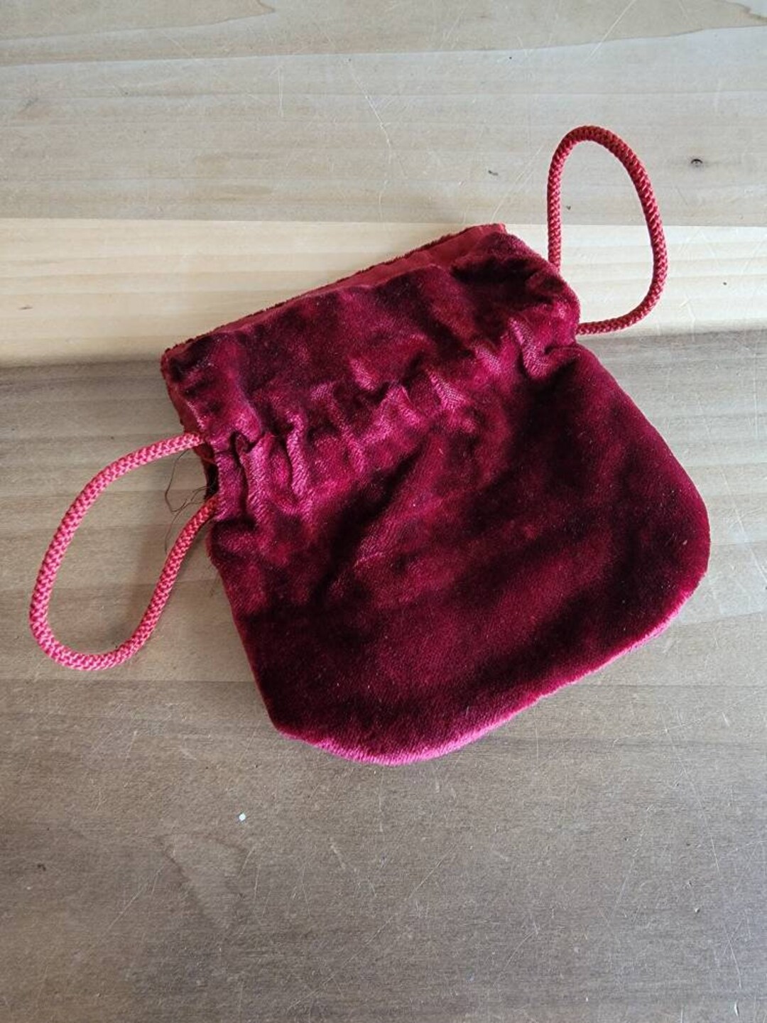 Vintage Antique Victorian Burgundy Velvet Drawstring Pouch Bag as Is ...