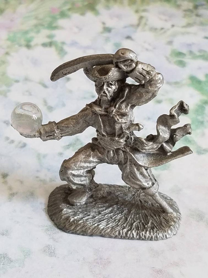 Vintage Pewter Pirate With Sword Peg Leg and Crystal Sphere - Etsy