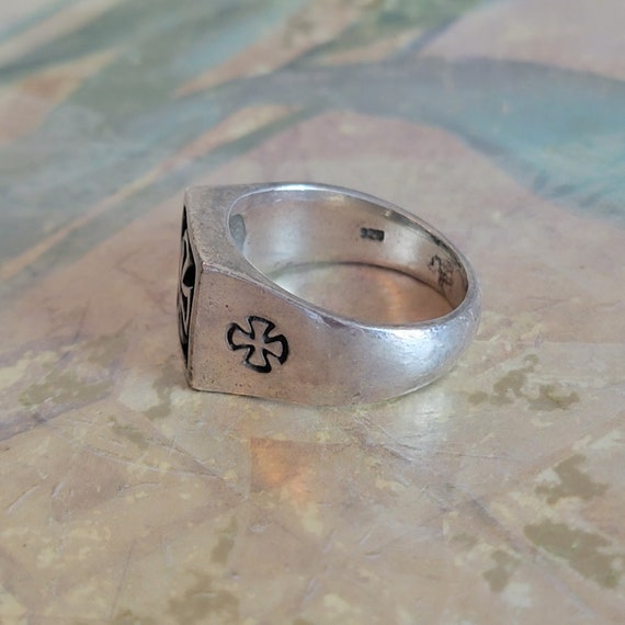 Vintage Sterling Silver Iron Cross Mens Ring Size 11.… - Gem