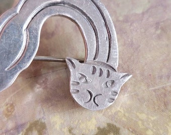 Sterling Cat Pin - Etsy