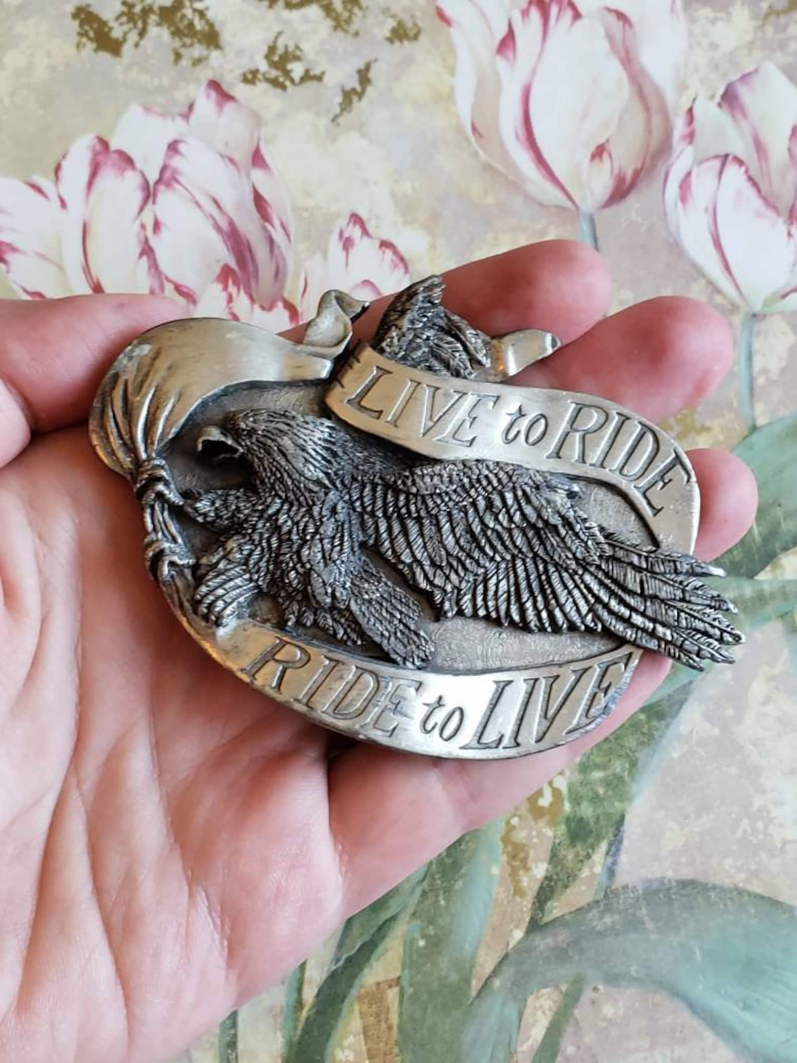 Vintage Bergamot Brass Works Belt Buckle Born to Ride Eagle | Etsy