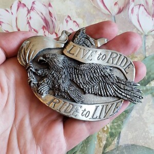 Vintage Bergamot Brass Works Belt Buckle Born to Ride Eagle 1981 Made ...
