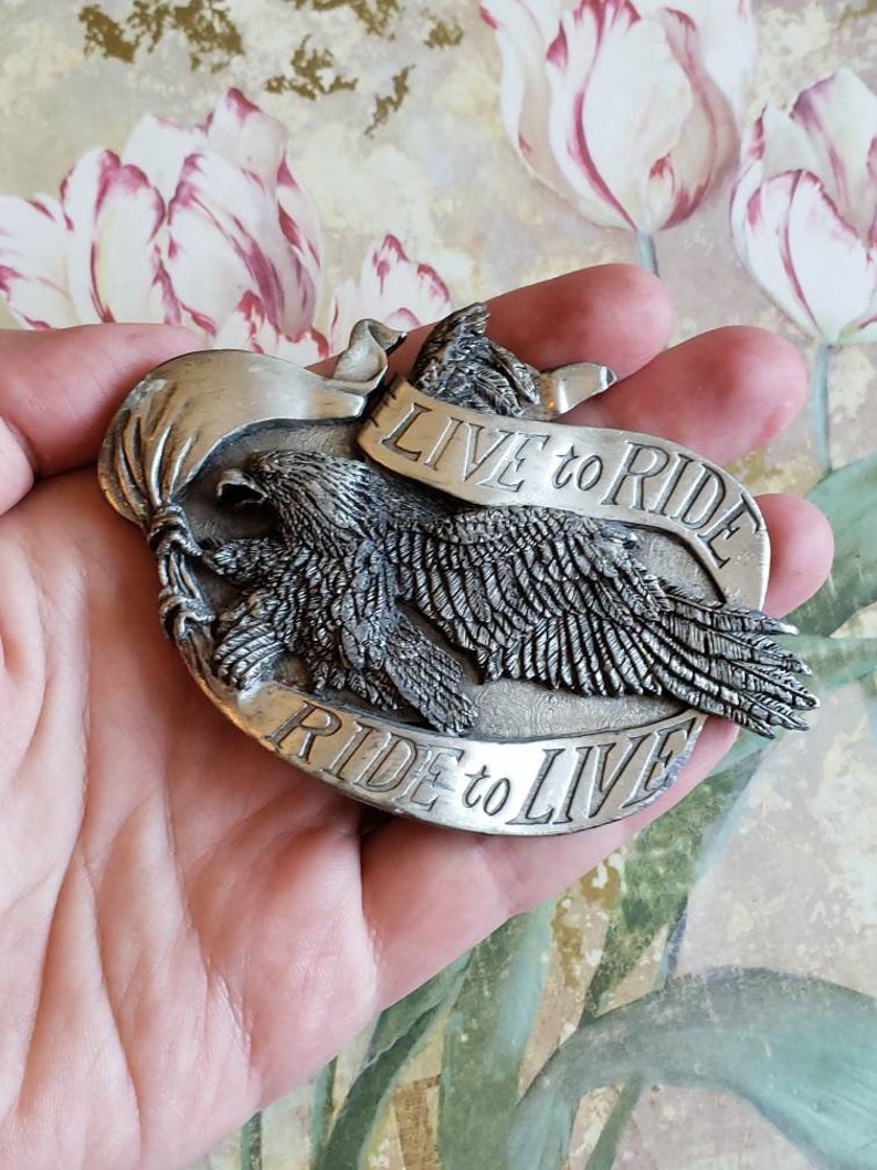 Vintage Bergamot Brass Works Belt Buckle Born to Ride Eagle | Etsy