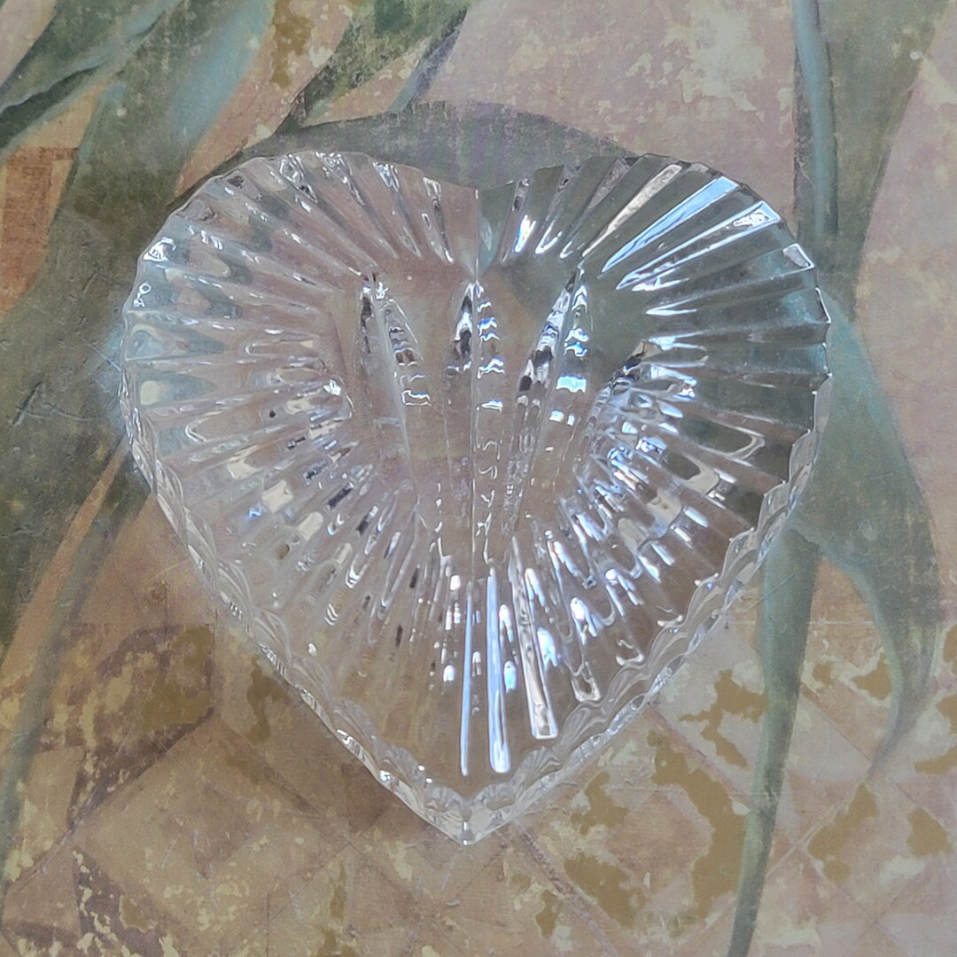 Vintage Waterford Heart Paperweight Office Crystal Valentine's Day Love ...