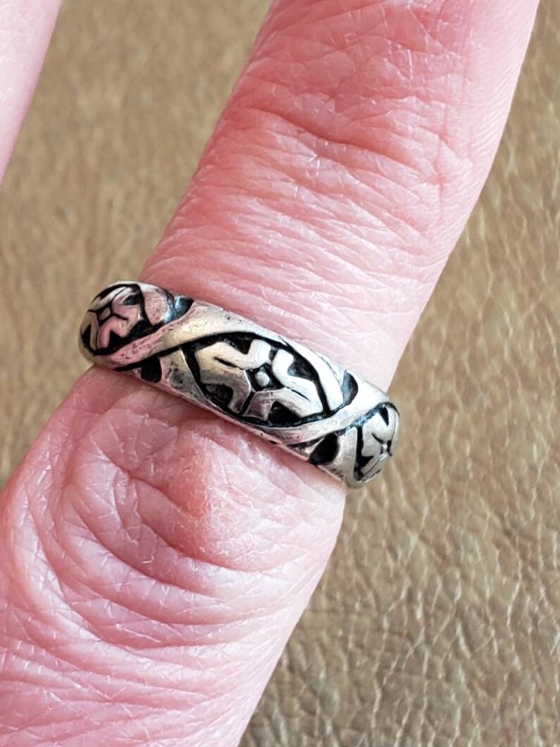 Vintage Sterling Silver Repeating Pattern Band Ring 1990s | Etsy