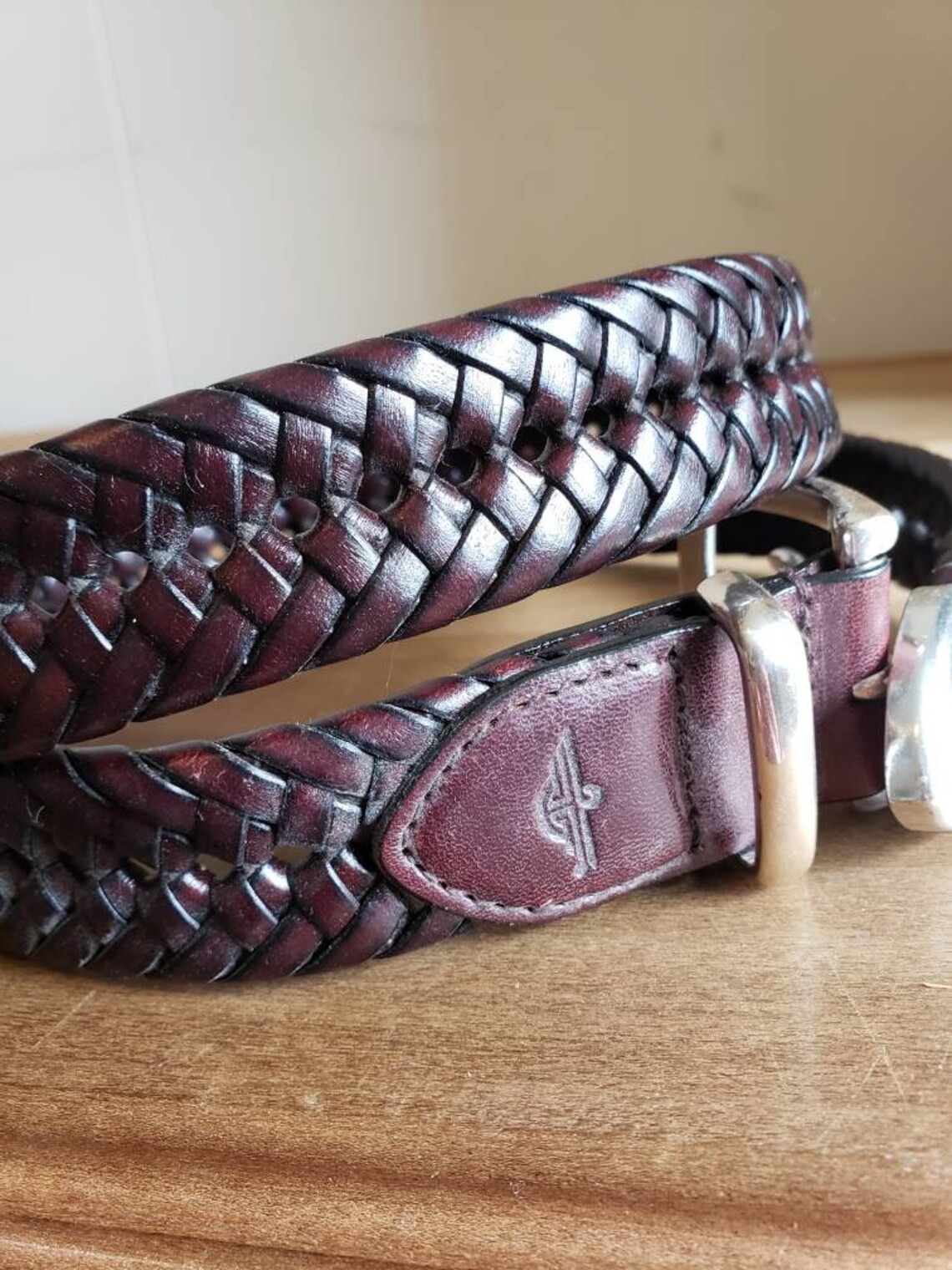 Vintage Brown Leather Bonded Lacing Belt Size 36 Unisex Silver | Etsy