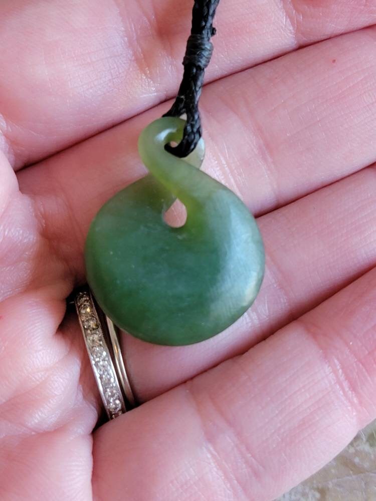 Vintage Hand Carved Round Twist Jade Pendant on Black Cord - Etsy