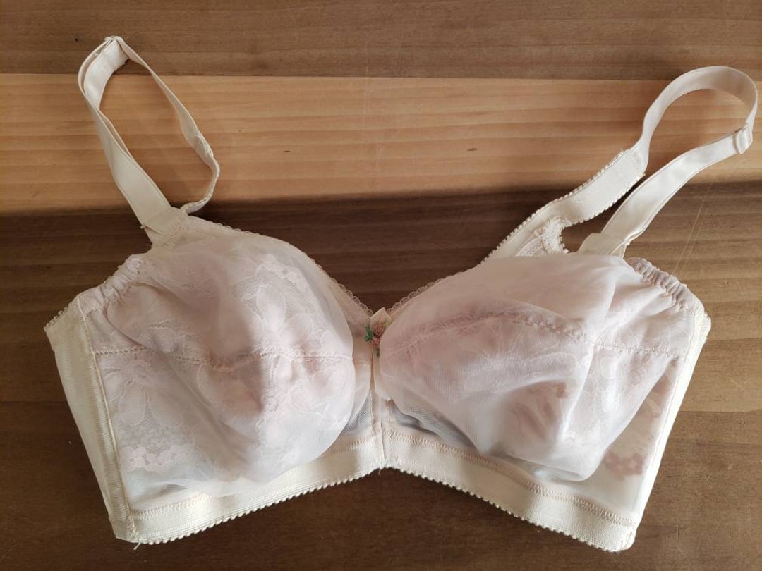 Vintage Goddess Beige Lace Bra Bra Brassiere Size 32 C Sheer Beige ...