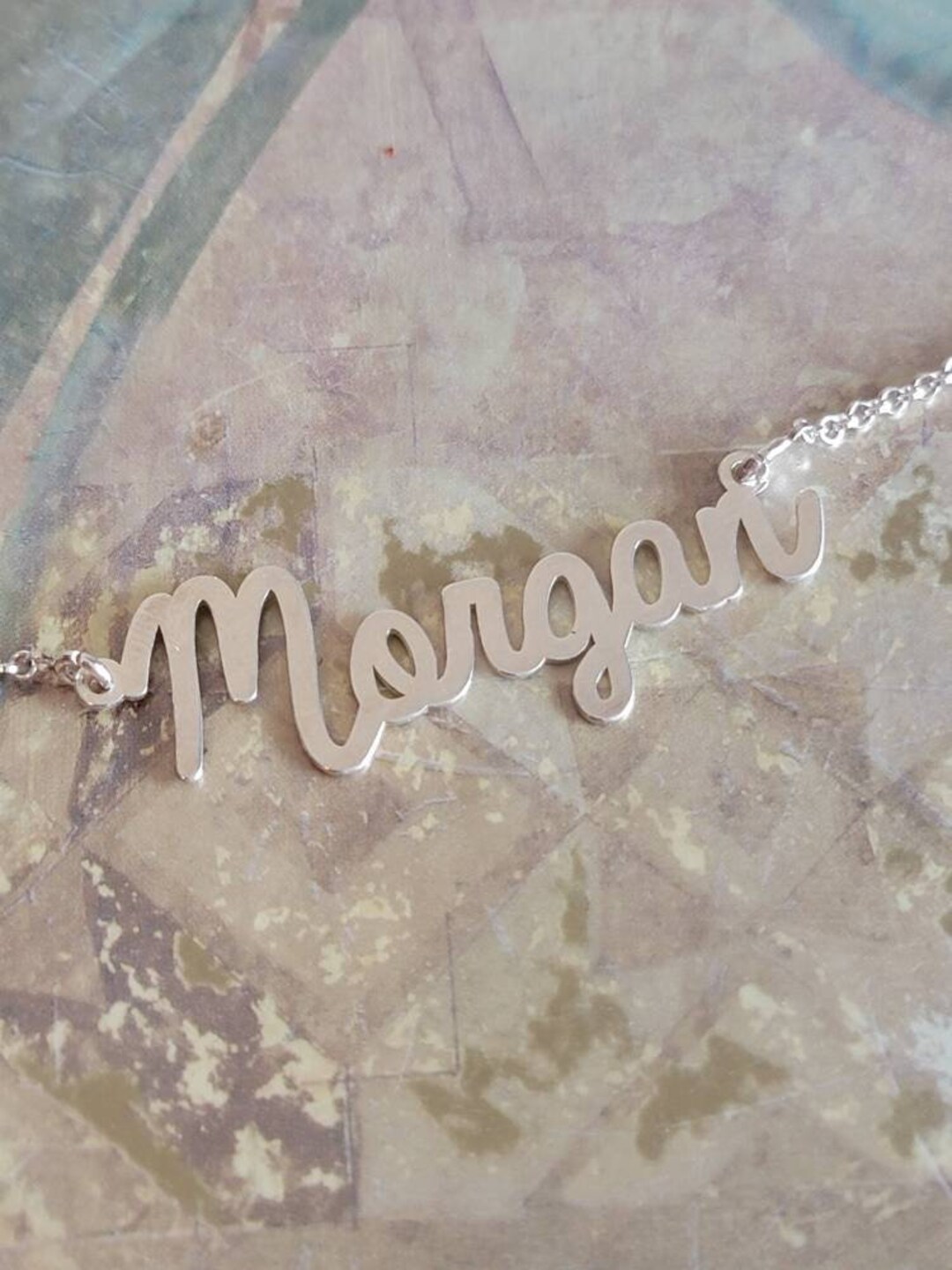 Vintage Sterling Silver Morgan Name Necklace Chain - Etsy