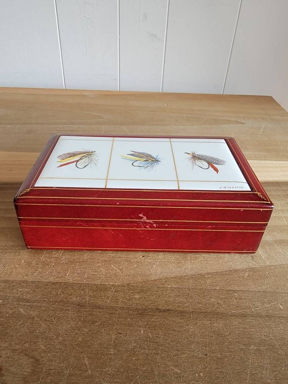 Vintage Boehm Porcelain Leather Fishing Lures Jewelry… - Gem