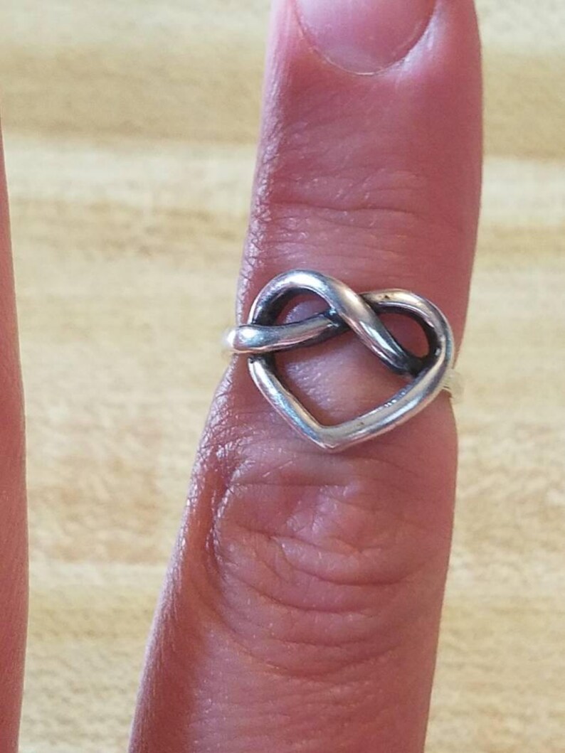 Vintage Sterling Silver Heart Love Knot Promise Ring - Etsy