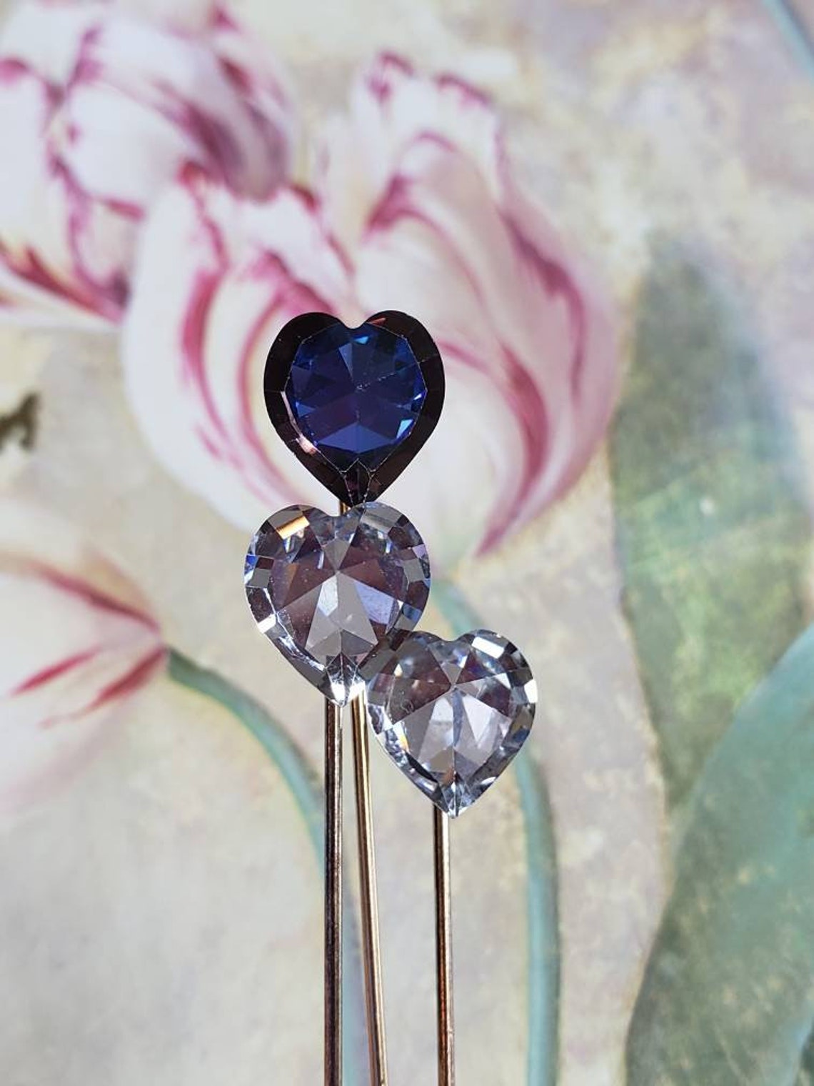 Vintage Lot of Three Rhinestone Heart Stick Pins Brooch Pin - Etsy