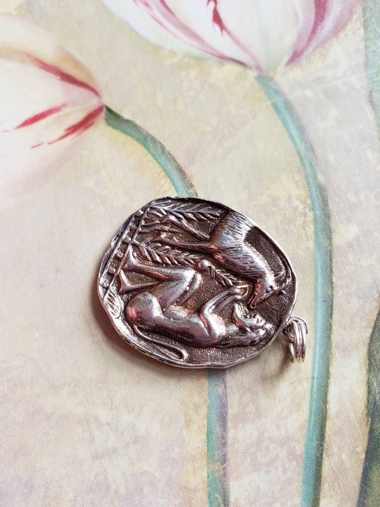 Vintage Sterling Silver Grecian Greek Pendant 925 Mythology | Etsy