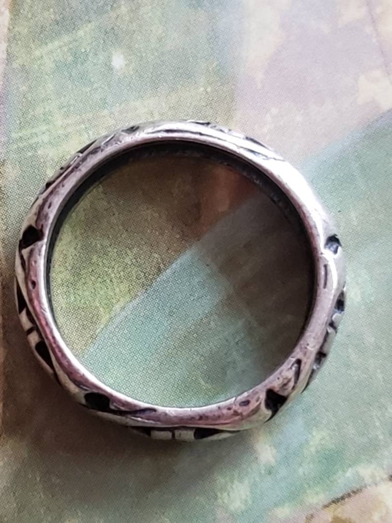 Vintage Sterling Silver Repeating Pattern Band Ring 1990s Wedding Band ...