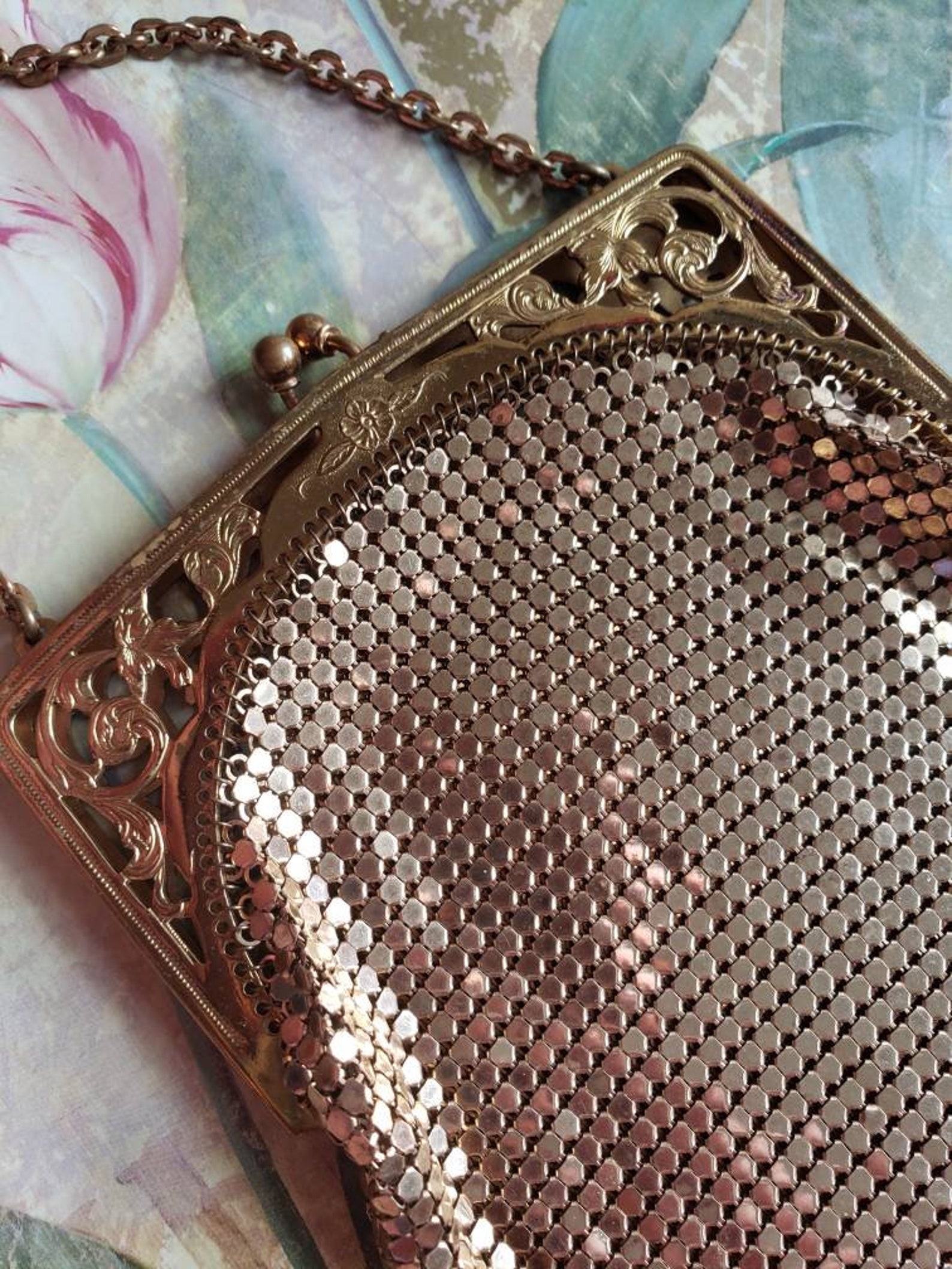 Vintage Gold Mesh Evening Purse Twist Closure Chain Wedding - Etsy