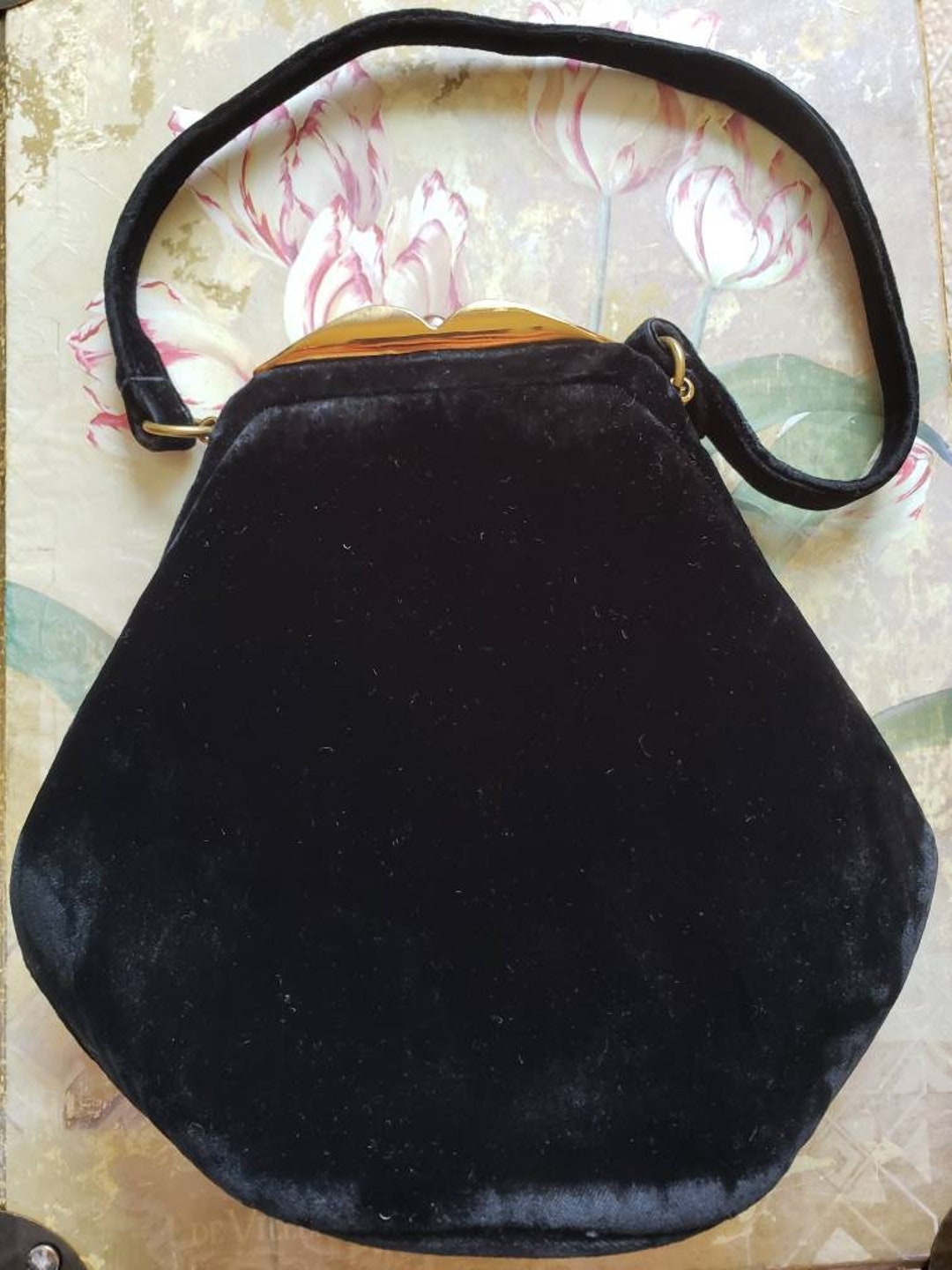 Vintage Mel Ton Black Velvet Purse Accessory 1950s Evening Bag Change ...
