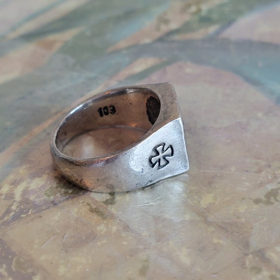 Vintage Sterling Silver Iron Cross Mens Ring Size 11.… - Gem