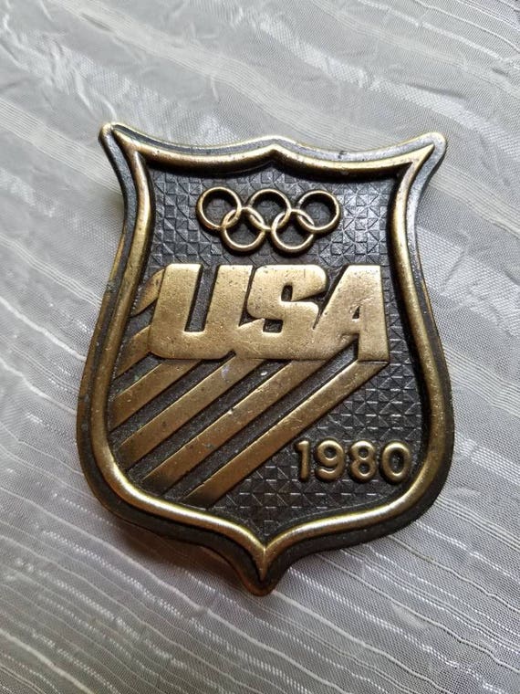 Vintage Bergamot Brass Works Belt Buckle Olympics 198… - Gem