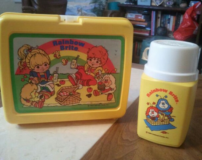 Vintage Rainbow Brite Yellow Lunch Box With Thermos 1980s Kids Nostalic ...