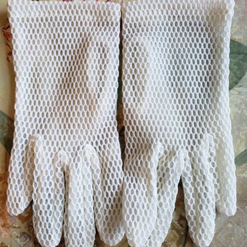 White Mesh Gloves - Etsy