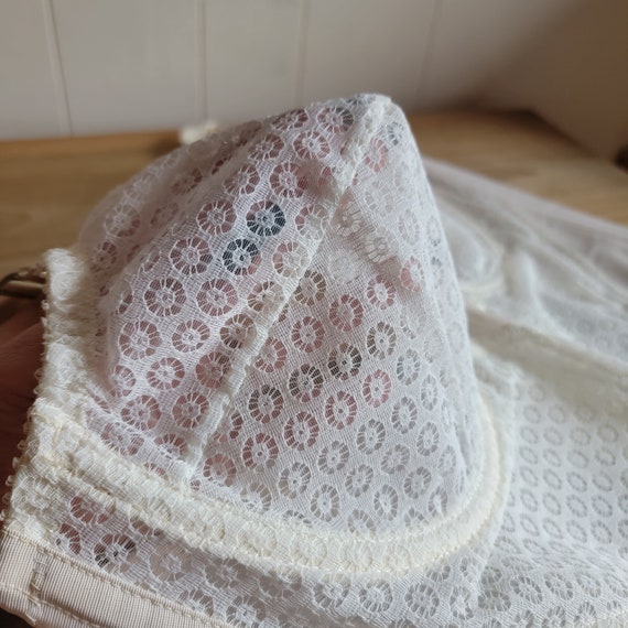 Vintage Bali Snowflake White Long Line Bra Bullet Bow… - Gem